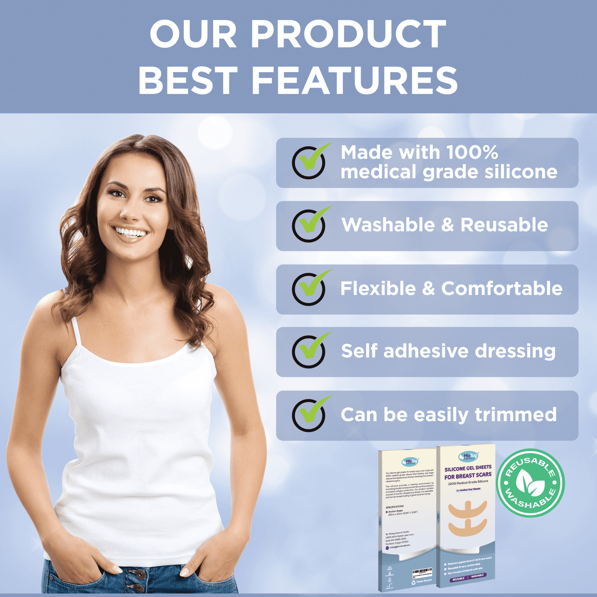 Breast Surgery Recovery Essentials - Silicone Scar Sheets for Comfort ...